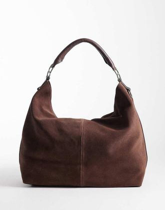 Free People Suzie sac cabas souple en daim couleur espresso-Marron