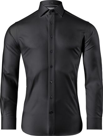 Vincenzo Boretti Hemd, Slim-fit/tailliert, Soft Twill - bügelfrei schwarz 39-40