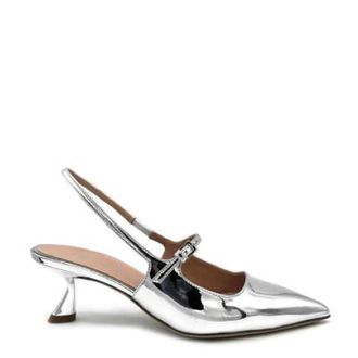 Ninalilou Silberner Spiegel Leder Slingback Abs&auml;tze - - Shoes - Damen - Grau - 37 EU