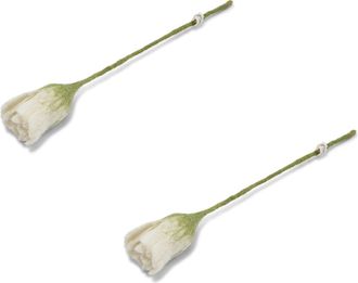 Én Gry & Sif Filzblumen Tulpen (2 Stück) - handgemachte Kunstblumen aus Filz - Frühling - Filzblüten - Trockenblumen - handgemacht (weiße Tulpen)