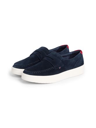 Tommy Hilfiger Loafer TOMMY HILFIGER MODERN LIGHT HYBRID SUEDE LOAFER, Herren, Gr. 40, dunkelblau, Veloursleder, Veloursleder, unifarben mit Farbeinsatz, Schuhe Loaf