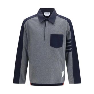 Thom Browne Oversized Colorblock Rugby Polo - - Tops - Herren - Grau - M