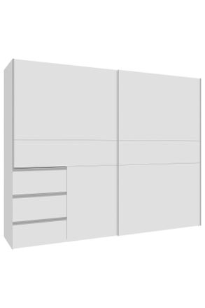 CARRYHOME Schwebet&uuml;renschrank, Wei&szlig;, Holzwerkstoff, 3 F&auml;cher, 3 Schubladen, 250x200x61 cm, Typenauswahl, in verschiedenen Gr&ouml;&szlig;en erh&auml;ltlich, Holzdekoren erh&auml;ltl