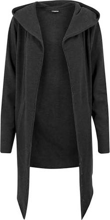 Urban Classics Gilet Coton Manches Longues, Fluide et Asym&eacute;trique, Oversize, 2 Poches Lat&eacute;rales, charcoal, Taille L