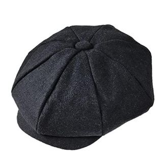 TOSKATOK Unisex Mens Ladies Plain 8 Panel Wool Blend Baker Boy Newsboy Flat Cap-Taille Unique-Noir-A