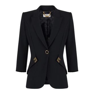 Elisabetta Franchi Femme, Vestes, Noir, Taille: 38 FR Veste Stretch Double Cr&ecirc;pe