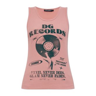 Dolce & Gabbana Geripptes Top mit Print - - Tops - Damen - Rosa - XS
