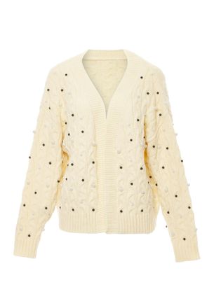 Faina Strickjacke Damen Wollwei&szlig;