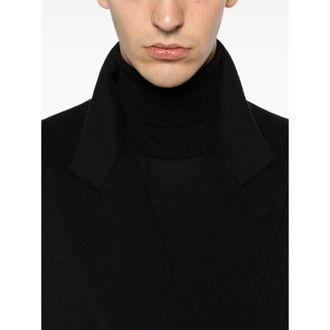 Lardini Virgin Wool Double-Breasted Coat - Black