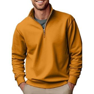 Generic vejtmcc Pull à col roulé 1/4 zippé pour homme, col roulé en tricot à manches longues avec fermeture éclair quart de fermeture, pull basique décontract