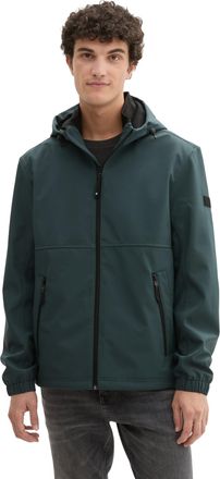 Tom Tailor Herren 1042722 Sofshell-Jacke mit Kapuze, 10362-Dark Gable Green, L