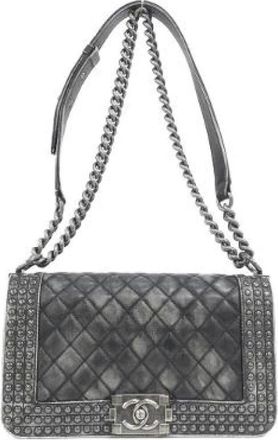 Chanel Sac bandouli&egrave;re Boy en cuir pr&eacute;-appartenant - Femme - Pre-owned - Noir - Taille: ONE Size