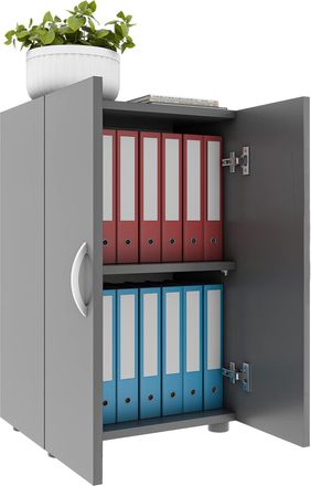 VCM Büroschrank mit 2 Fächern | moderner Aktenschrank mit Drehtüren | Maße ca. H. 74 x B. 49 x T. 34 cm - Ulas 2-Fach