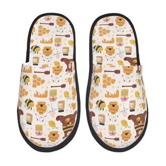 Generic Adorable Pot De Miel DAbeille Ours En Peluche Homme Femme Pantoufles Peluche Chaussures De Maison Antid&eacute;rapantes Chaussons Pour Maison Hiver Ext&eacute;rieur