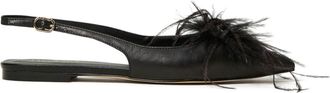 Twin-Set Slingback-Ballerinas mit Federn - Schwarz