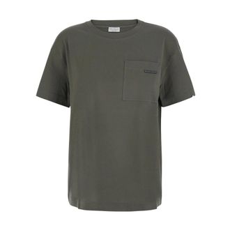 Brunello Cucinelli Monili Baumwoll-Jersey-T-Shirt - - Tops - Damen - Gr&uuml;n - L