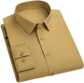 Generic Chemises &agrave; manches longues de couleur unie pour homme, coupe ajust&eacute;e, couleur unie, &eacute;lastique, poche unique, hauts daffaires, Jt-2128-9, XXL