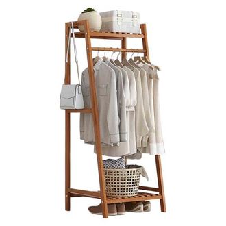 Generic Porte Vetements pour Chambre Bambou Crochet Multifonctionnel Stockage Partitionn&eacute; Rangement pour V&ecirc;tements et Penderies pour Salon Chambre Dressing(Br