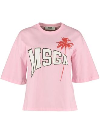 Msgm t-shirt à logo et palmier - Rose