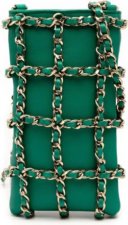 Chanel Hobo Bags - Lambskin Tech Me Out Clutch With Chain - Gr. unisize - in Gr&uuml;n - f&uuml;r Damen