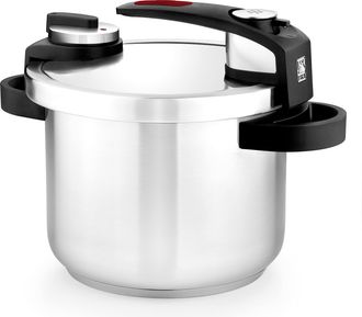 Bra Tekna | Schneller, leicht zu öffnender 6-Liter-Schnellkochtopf aus Edelstahl 18/10, mit 2 Kochprogrammen und Öffnungssperrsystem, geeignet für alle Ar