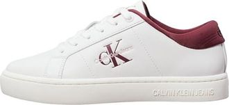 Calvin Klein Jeans Baskets Femme Classic Cupsole Low Lace Up Leather Chaussures, Blanc (Bright White/Plein Air), 39