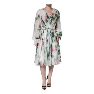Dolce & Gabbana Seidenblumenmuster A-Linie Midi-Kleid - - Dresses - Damen - Mehrfarbig - XS
