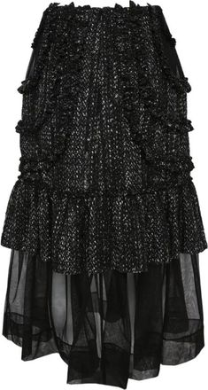 Simone Rocha Femme, Jupes, Noir, Taille: 36 FR Multi Frill Patchwork Fray Skirt