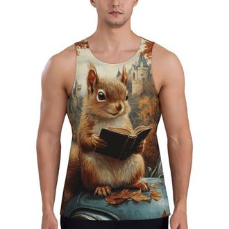 Generic D&eacute;bardeur respirant &agrave; s&eacute;chage rapide sans manches pour homme pour entra&icirc;nement &agrave; la plage S &agrave; 4XL, Lecture des &eacute;cureuils 17, 4XL