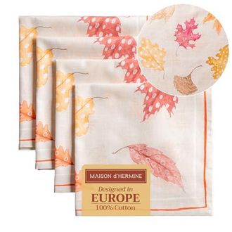 Maison d'Hermine Colors of Autumn Lot de 4 Serviettes de Table 100% Coton, Douces et Confortables, parfaites pour Les dîners de Famille, Les Mariages, Les Cocktails, T