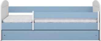 Les Tendances Lit enfant avec barrière de sécurité amovible bleu Klaky-Couchage 80x160 cm-Tiroirs Avec tiroir