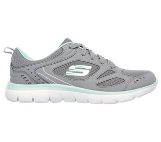 Skechers Sneaker SKECHERS SUMMITS-SUITED, Damen, Gr. 38, grau, mintfarben, Leder, Mesh, Schuhe Sneaker, Freizeitschuh, Trainingsschuh, Schn&uuml;rschuh mit weicher 
