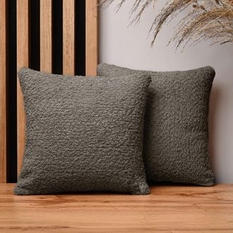 MG Design 2er Set Kissenbez&uuml;ge 30 x 30 cm in Dunkelbraun - mit Rei&szlig;verschluss, fein gewebt mit Chenille-Haptik, pflegeleich