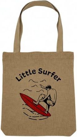 Fabulous Sac Shopping Tote Bag Aspect Lin - Little Surfer Sport Enfant Surf Plage - Sac de Courses Toile Epaisse 360g Beige Naturel Cabas Port&eacute; Epaule Solide I