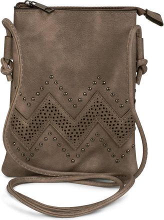 styleBREAKER Umh&auml;ngetasche Mini Umh&auml;ngetasche ZickZack Cutout Nieten