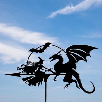 Generic Garten Wetterfahne dekorativer Windhahn mit Tiermotiv Wetteranzeiger aus Metall f&uuml;r Haus Dach Bauernhof Pavillon Hof Rasen Terrasse Hexe und Drache