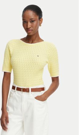 Tommy Hilfiger Pullover Fine Gg Cable Boat WW0WW50103 Hellgelb Regular Fit