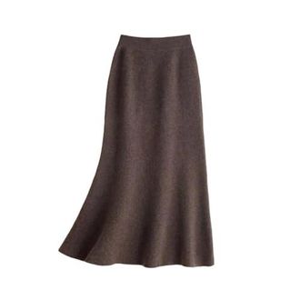 Generic Jupe tricotée mi-longue pour femme - Jupe dhiver élégante taille haute, café, M