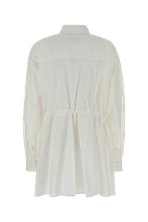 Balenciaga Womens Hourglass Shirt Dress White Cotton