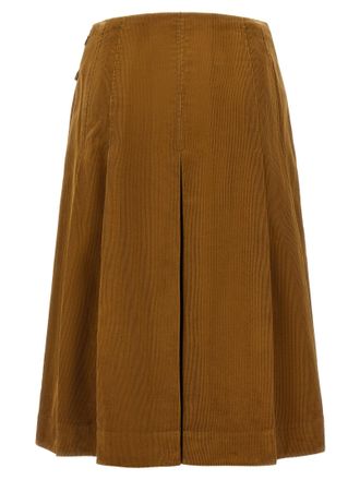 Tory Burch Pleated Corduroy Skirt - Camel