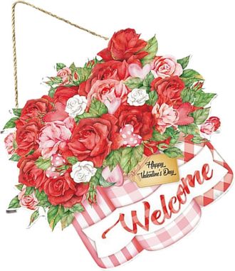 DOITOOL Valentinstag Holzschild zum Aufhängen Wetterfestes Türschild für Haustür und Wand Langlebige Holzdeko mit Gravur Romantische Outdoor-deko für Eingang 