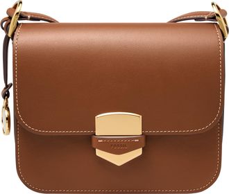 Fossil Lennox Damen Leder große oder kleine Klappe Crossbody Geldbörse Handtasche, Braun Large, Large