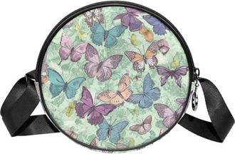 Generic Sac &agrave; bandouli&egrave;re rond pour femme, petit sac &agrave; bandouli&egrave;re color&eacute; avec fermeture &eacute;clair, bretelles r&eacute;glables, sac &agrave; main rond d&eacute;contract&eacute; pour femmes 