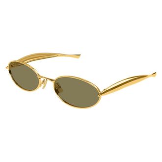 Bottega Veneta BV1386S Metal Oval Sunglasses - Gold