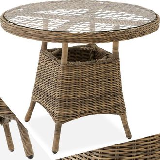 TecTake Tectake - Table de jardin en aluminium avec plateau verre 91x73,5cm