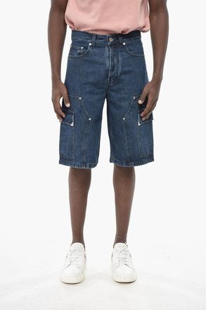 Palm Angels Cargo-Shorts METAL FRAME aus dunkel gewaschenem Denim Palm Angels