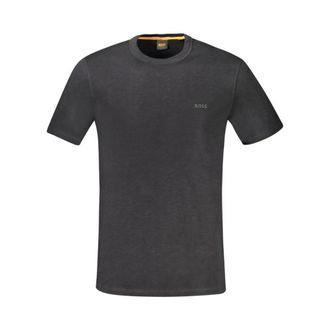 HUGO BOSS Homme, Tops, Noir, Taille: 3XL T-shirt en coton &agrave; col rond et imprim&eacute; audacieux