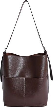 Generic Sac &agrave; bandouli&egrave;re d&eacute;contract&eacute; en cuir synth&eacute;tique - Couleur unie - Grand sac composite pour femme, voyage, shopping, travail, caf&eacute;, 9.84x5.51x11.42Zol