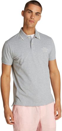 Tommy Hilfiger Herren Poloshirt Kurzarm Left Chest Graphic Regular Fit, Grau (Light Grey Melange), 3XL