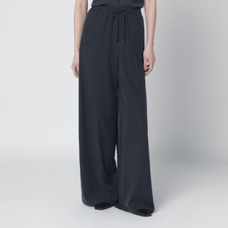 Max Mara Wide-leg blue silk trousers